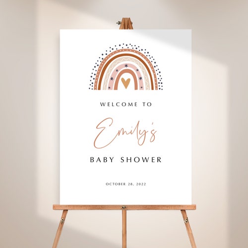 Boho Rainbow Baby Shower Welcome Sign Editable Welcome Sign - Etsy