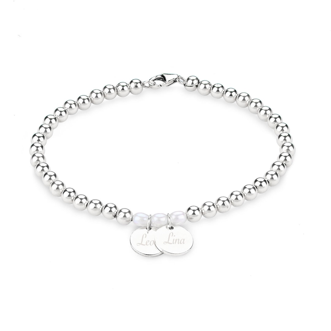 VIENNA Ball Bracelet 925 Sterling Silver With Engraving | Personalized ...