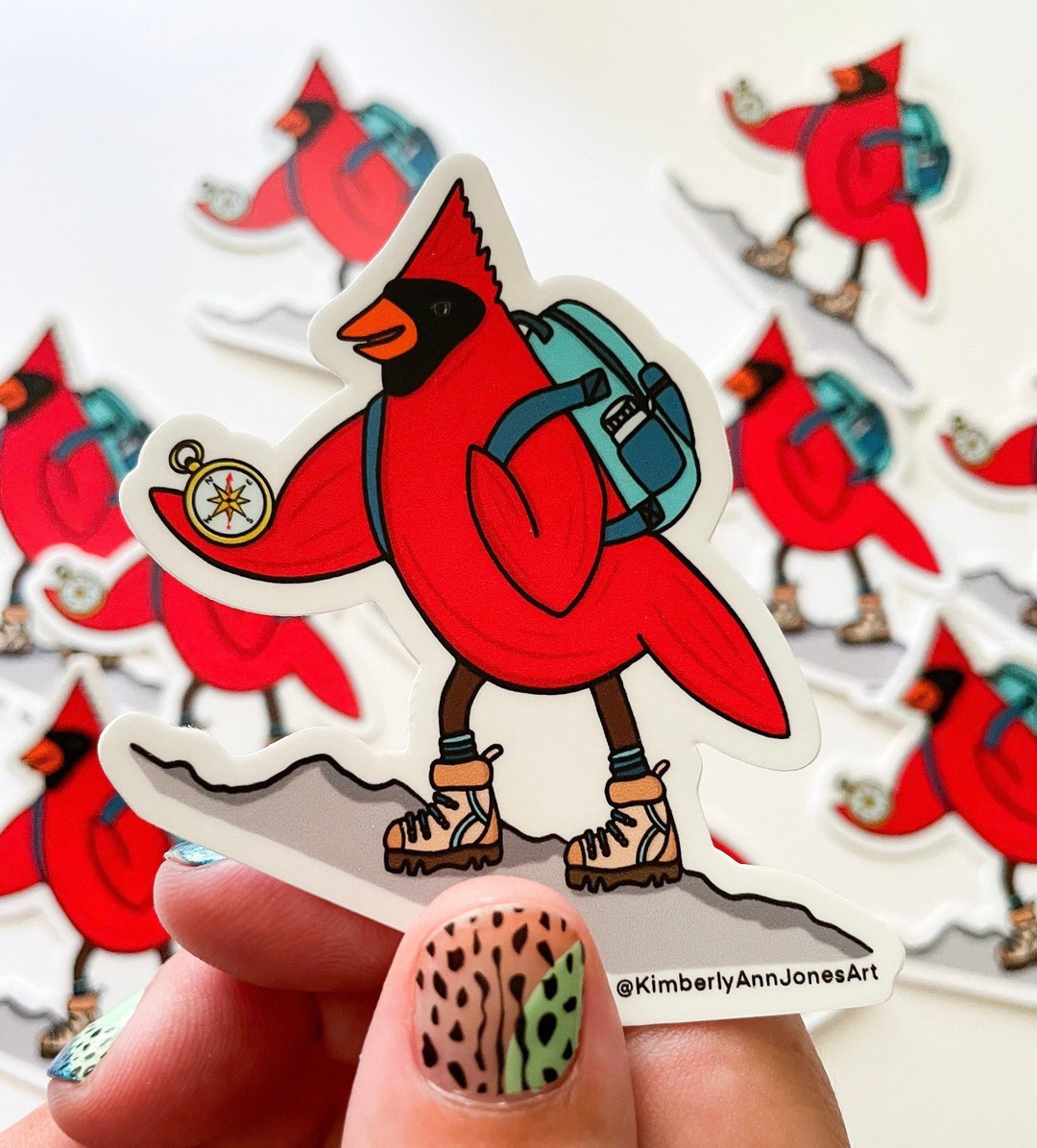 Cardinal Hiking Sticker | Water Bottle | Laptop - Etsy