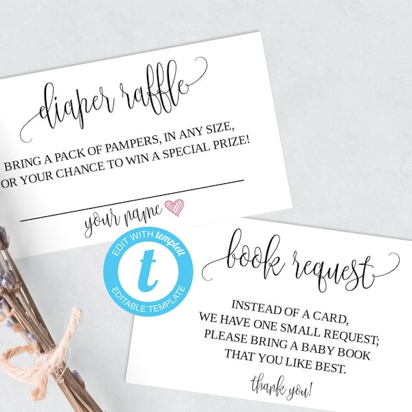 Custom Baby Shower Book Request and Diaper Raffle - Etsy