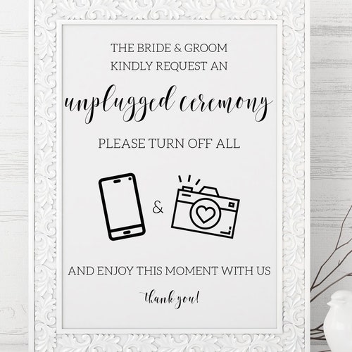 Unplugged Ceremony Sign No Phone Wedding Sign No Camera - Etsy
