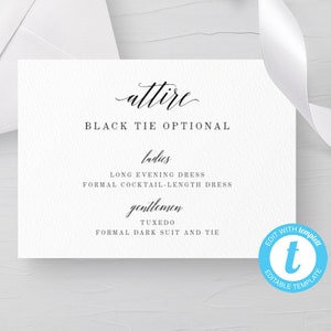 Editable Dress Code Card, Dress Code Wedding, Dress Code Policy ...