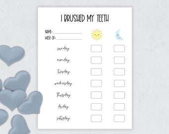 Editable Kids Teeth Brushing Chart, Personalized Brush Teeth Chart ...
