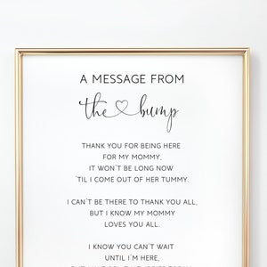 A Message From the Bump, Message From Baby, Editable Baby Shower Sign ...