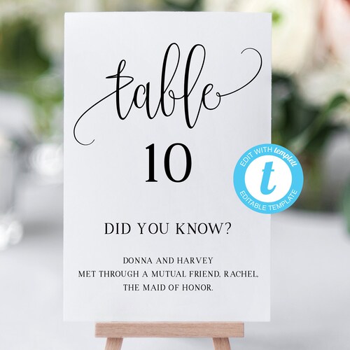Editable Fun Facts for Wedding Table Number Did You Know Game - Etsy