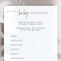 Baby Guesses Baby Shower Game, Baby Birth Stats Card, Guess the Baby ...