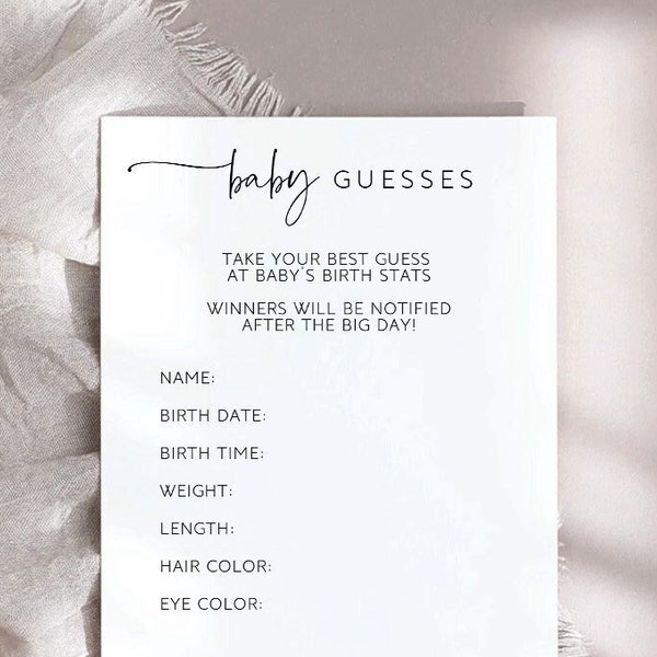 Baby Shower Guess Name and Weight - Etsy