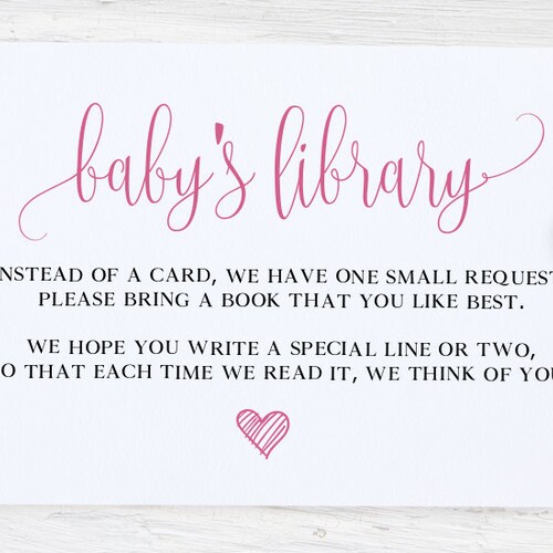 Book Request Baby Shower Bring a Book Baby Library - Etsy