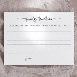 Family Traditions Baby Shower, Family Tradition Cards, Favorite Family ...