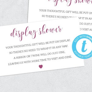 Editable Display Shower Insert Display Shower Wording - Etsy