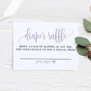 Lavender Diaper Raffle Ticket Printable, Purple Diaper Raffle Insert ...