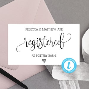 Editable Registry Card Insert, Printable Registry Card Bridal Shower ...