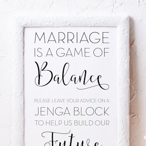 Marriage is A Game of Balance Sign, Jenga Wedding Guest Book ...