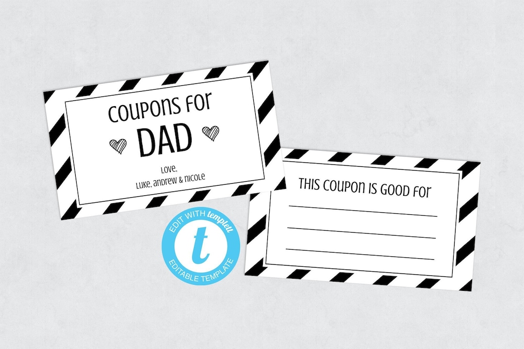Editable Coupons for Dad Ideas, Homemade Coupons for Dad, Dad's ...