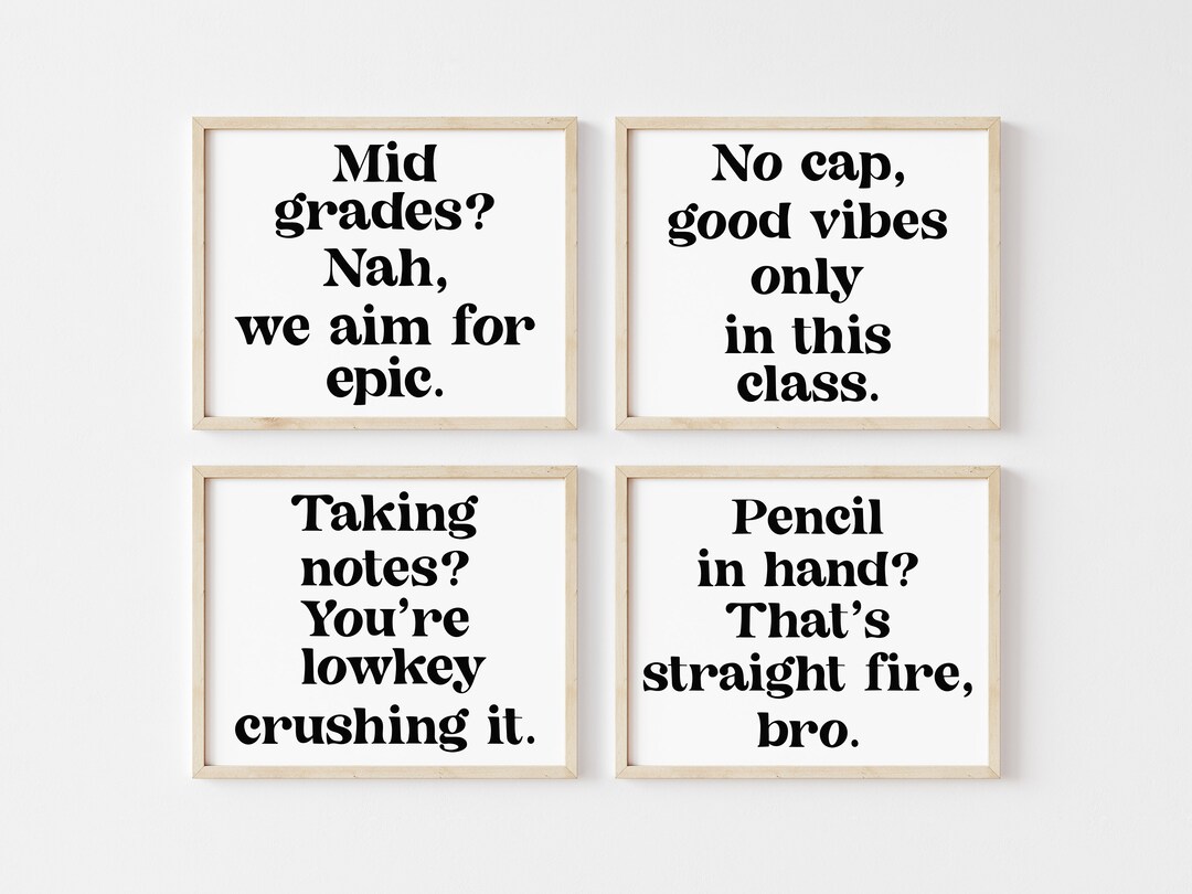 Funny Middle School Classroom Posters: Teen Slang Art (4-pack) (digital ...