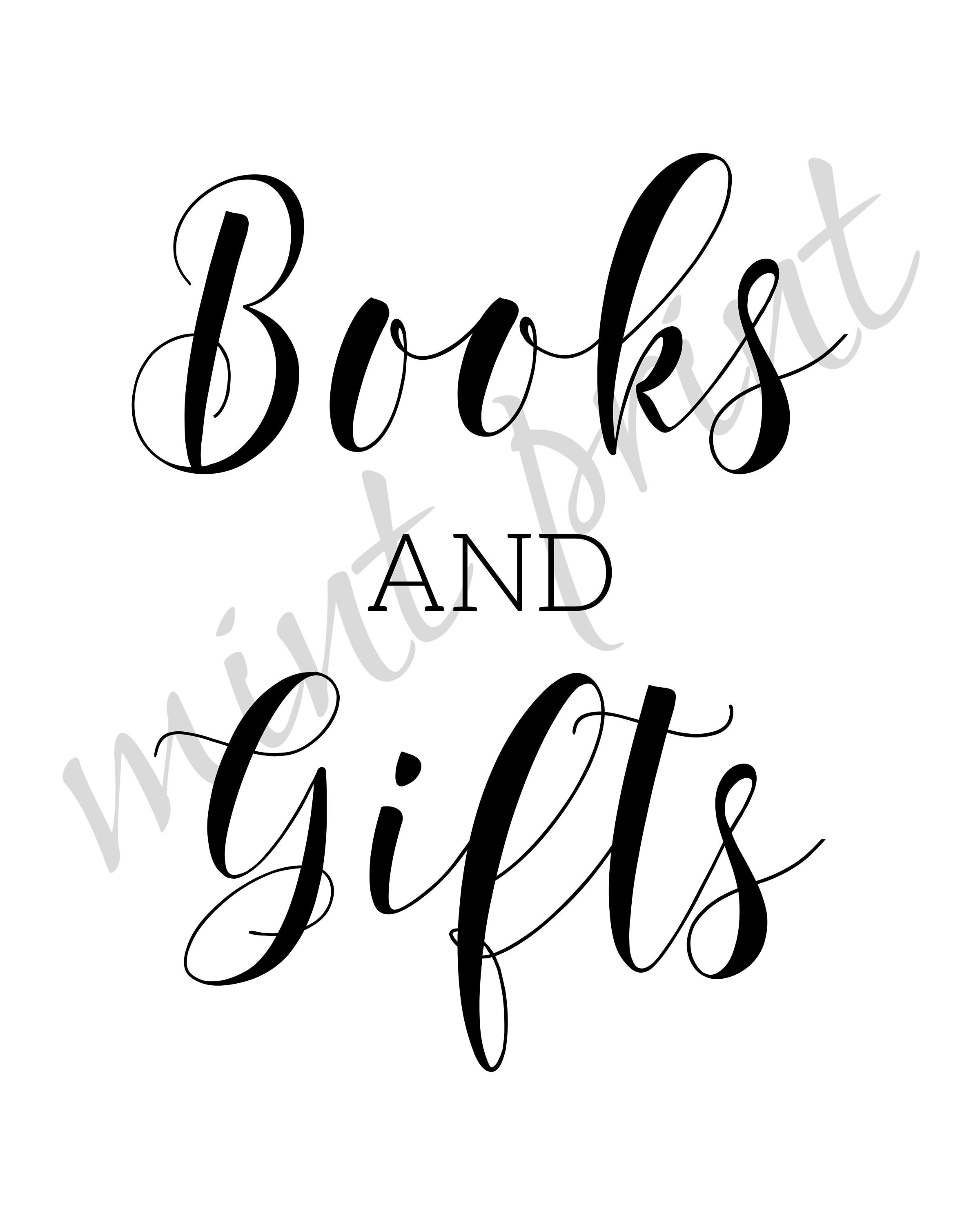 Books and Gifts Printable Sign Gift Table Sign Books and - Etsy