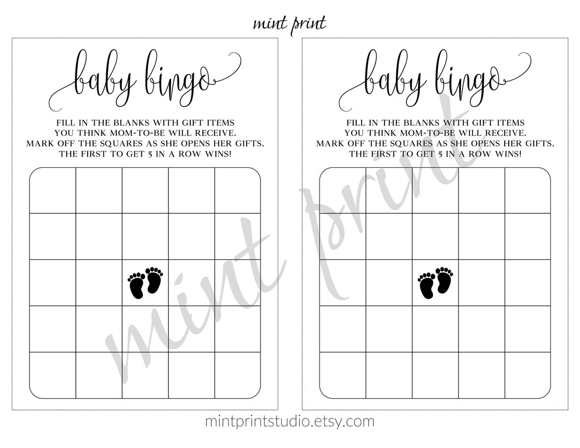 Baby Bingo Printable Baby Bingo Template Baby Bingo Game - Etsy