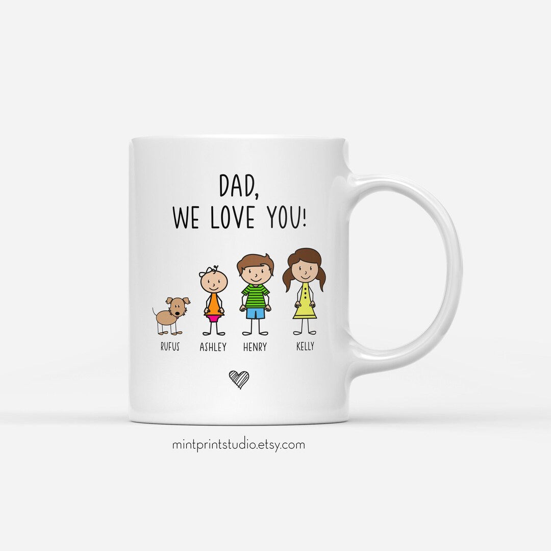 Personalized Stick Figure Dad Mug, Father's Day Gift - Etsy