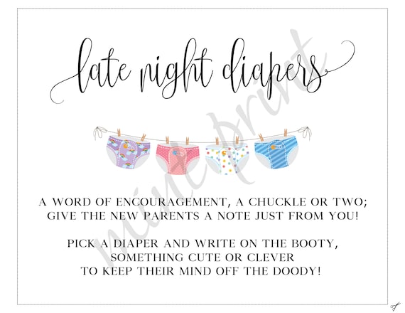 Diaper Baby Shower Midnight Late Night Diapers Baby Shower Printables