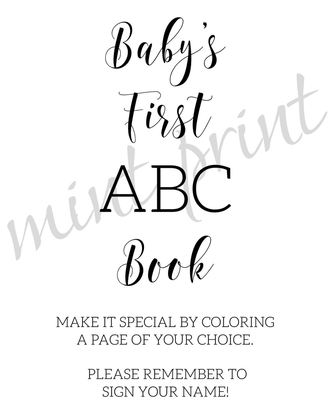 Baby's First ABC Book Printable Sign Baby's First - Etsy
