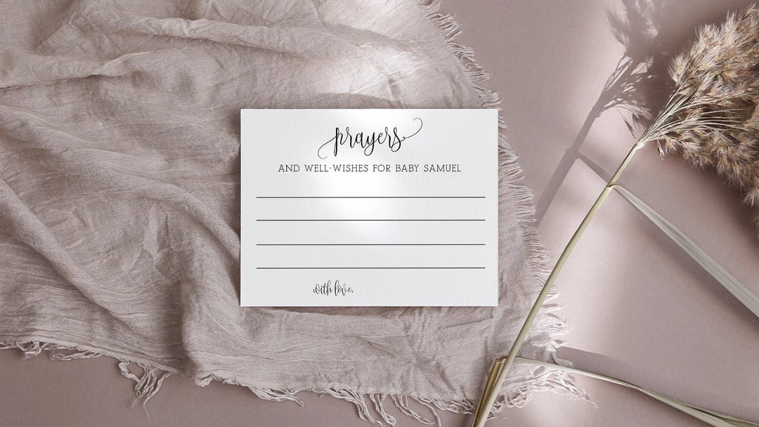Editable Prayer Cards for Baby Shower, Prayer Cards Template, Prayer ...