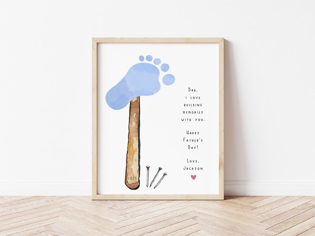 Footprint Hammer Father's Day Printable, DIY Kid Craft (digital ...