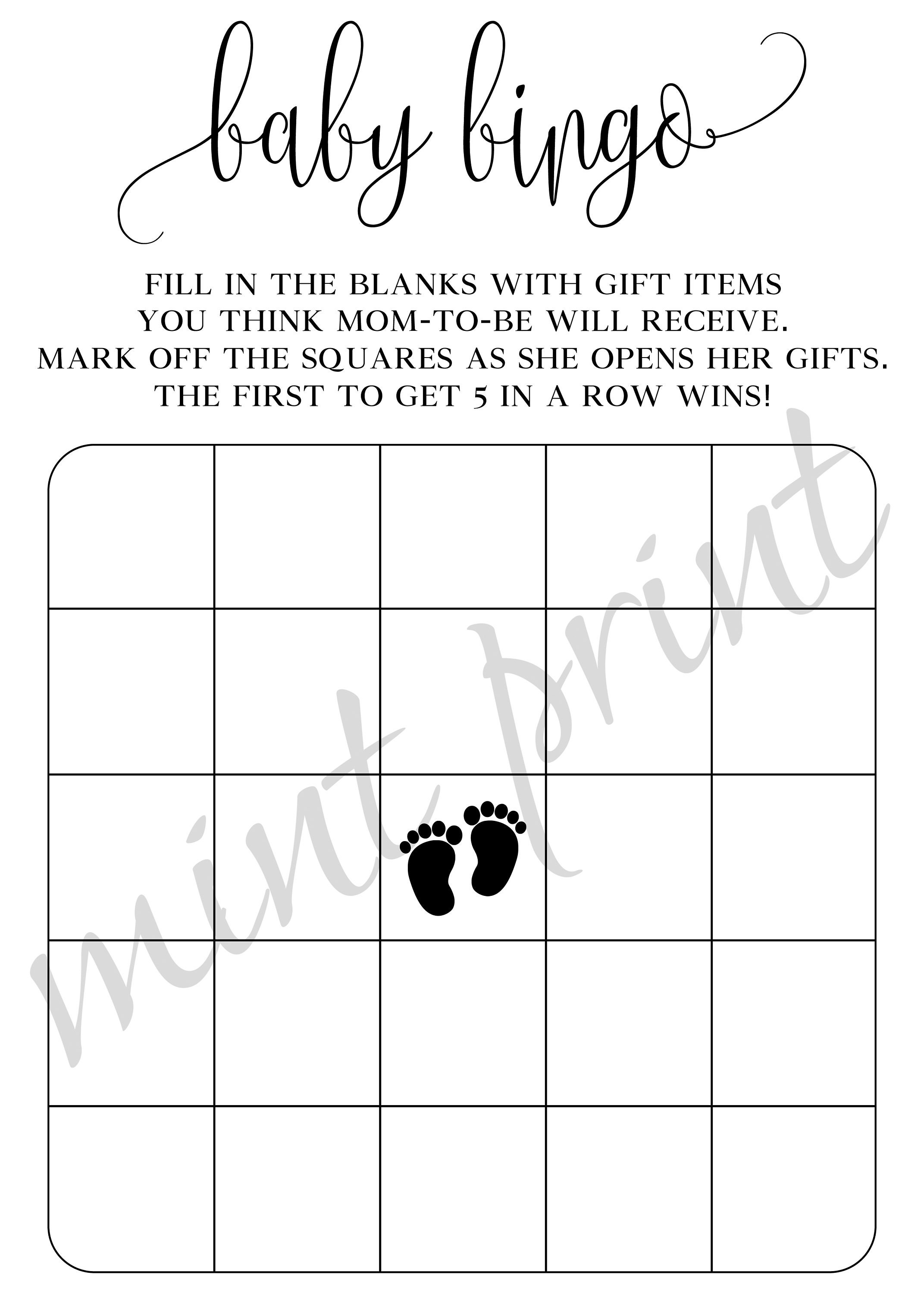 Baby Bingo Printable Baby Bingo Template Baby Bingo Game - Etsy