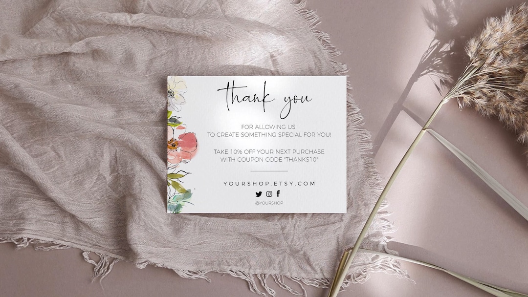 Editable Customer Thank You Cards, Thank You Package Insert, Business ...