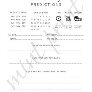 Baby Prediction Card, Advice Cards New Parents, Baby Prediction Game ...