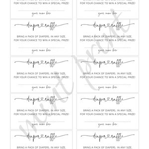 Diaper Raffle Ticket Printable, Diaper Raffle Invitation Insert, Diaper ...