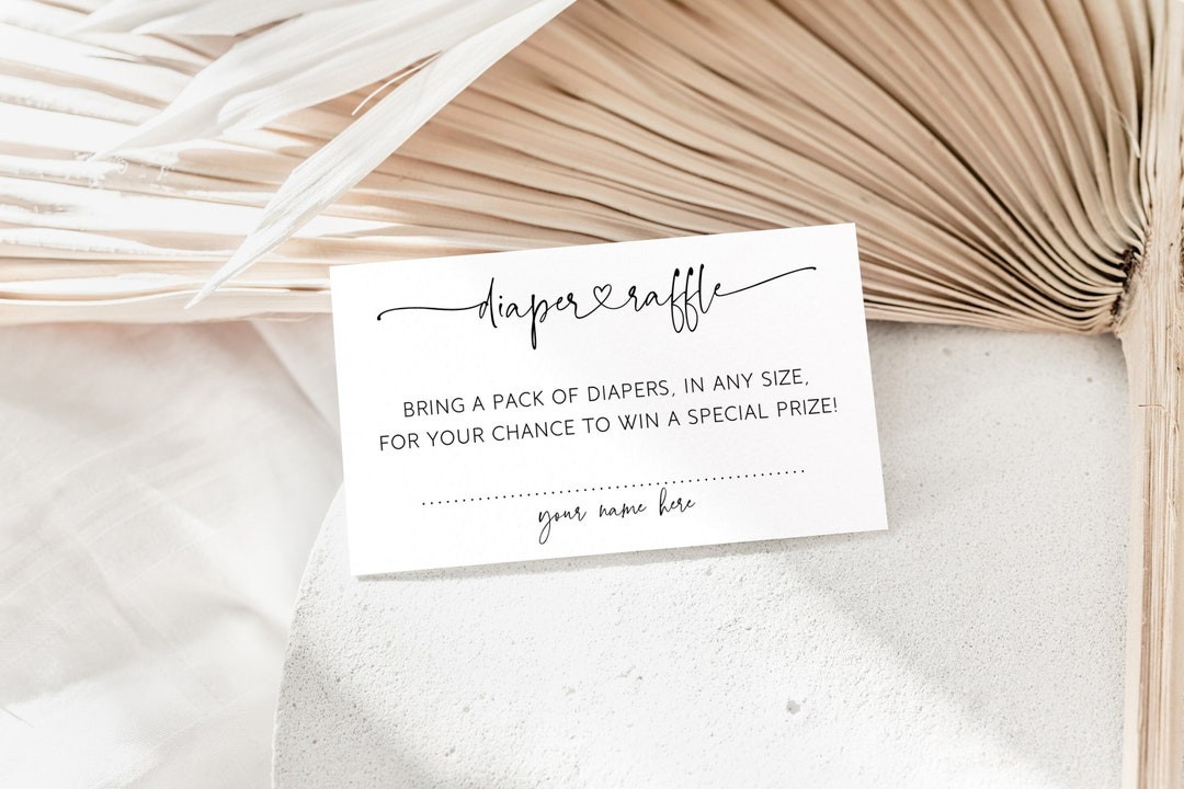 Diaper Raffle Ticket Printable, Diaper Raffle Invitation Insert, Diaper ...