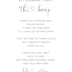 A Message From the Bump, Message From Baby, Editable Baby Shower Sign ...