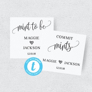 Editable Mint to Be Wedding Favor, Mint to Be Sticker, Mint to Be Tags ...