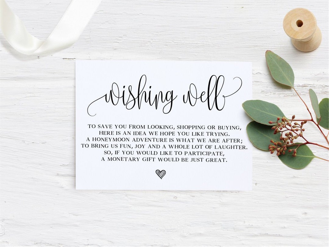 Wishing Well Wedding, Wishing Well Invitation Insert Card, in Lieu of ...