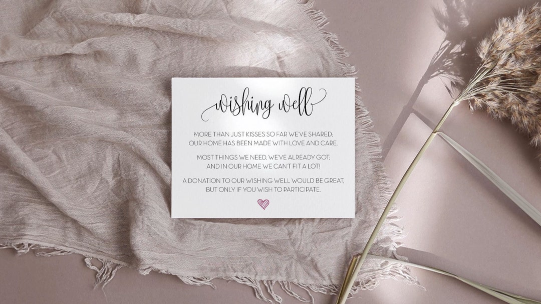 Editable Wishing Well Wedding Wording, Customizable Honeymoon Wish Poem ...