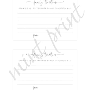 Family Traditions Baby Shower, Family Tradition Cards, Favorite Family ...
