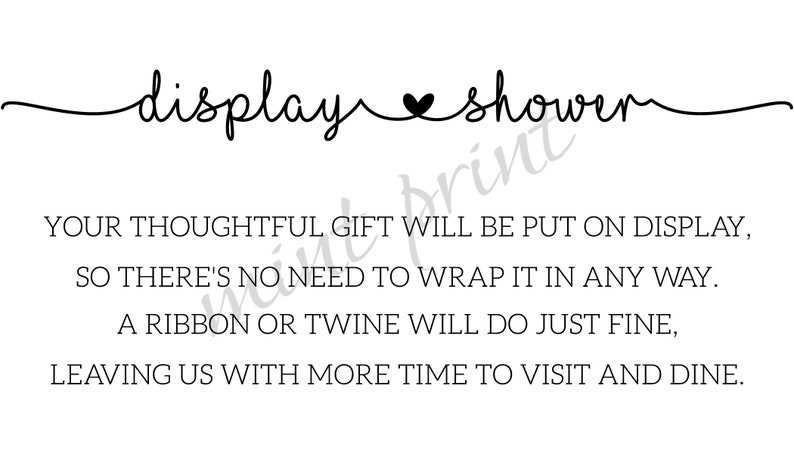 Display Shower Card Display Shower Insert Printable Display - Etsy