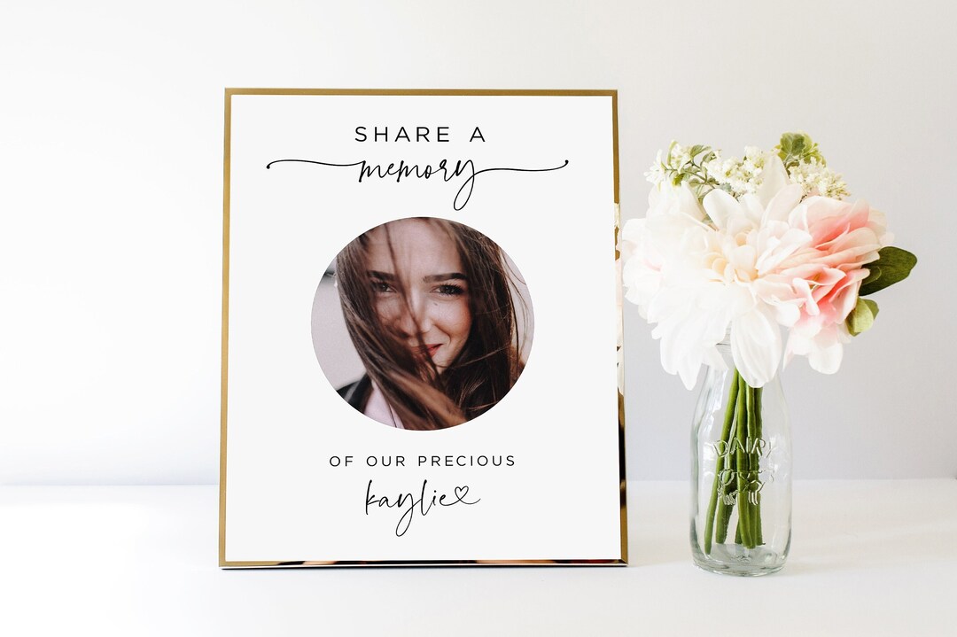 Editable Share A Memory Sign for Funeral, Please Share A Memory Sign ...