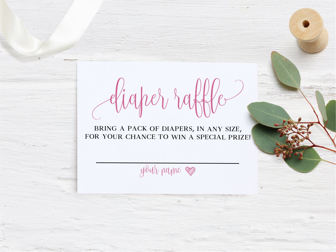 Pink Diaper Raffle Ticket Printable Diaper Raffle Tickets - Etsy
