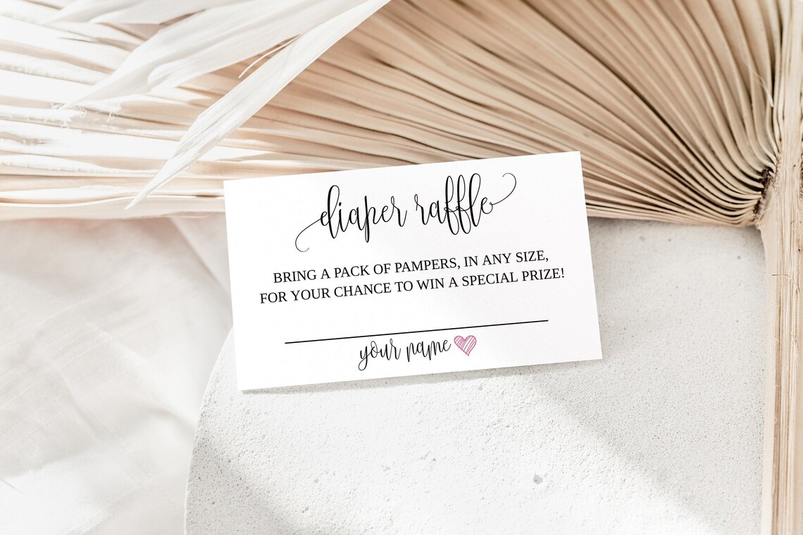 Editable Diaper Raffle Ticket Template: Baby Shower Insert (digital ...