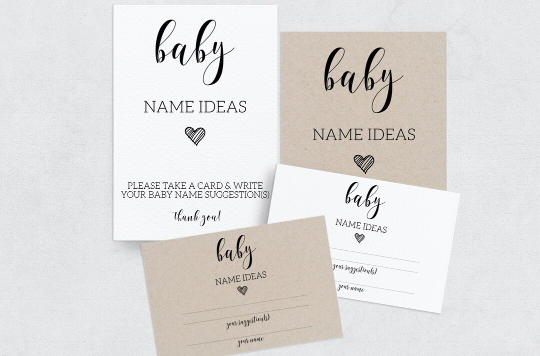 Baby Name Idea Sign and Cards, Baby Name Idea Cards, Baby Name ...