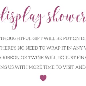 Editable Display Shower Insert, Display Shower Wording, Display Shower ...