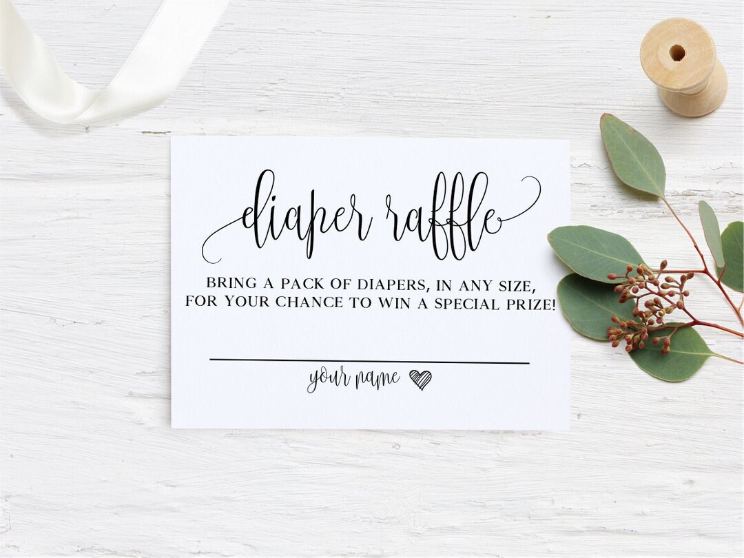 Diaper Raffle Ticket: Baby Shower Invitation Insert (PDF & JPG) - Etsy