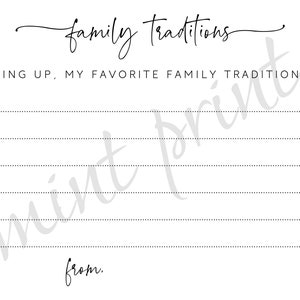 Family Traditions Baby Shower, Family Tradition Cards, Favorite Family ...