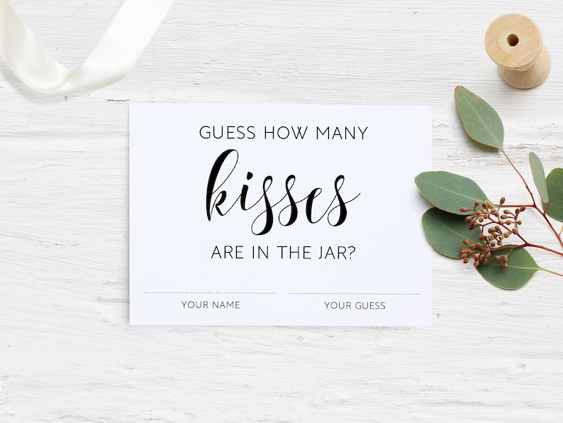 Guess How Many Kisses Cards: Bridal Shower Game (PDF) - Etsy