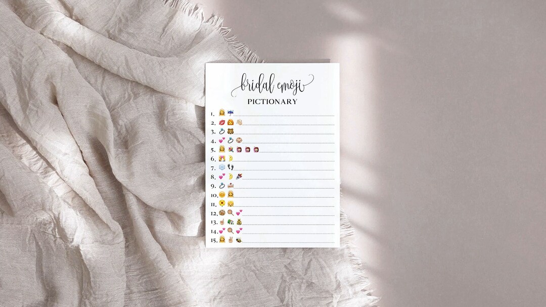 Bridal Pictionary Printable Game, Bridal Pictionary Emoji Answers ...