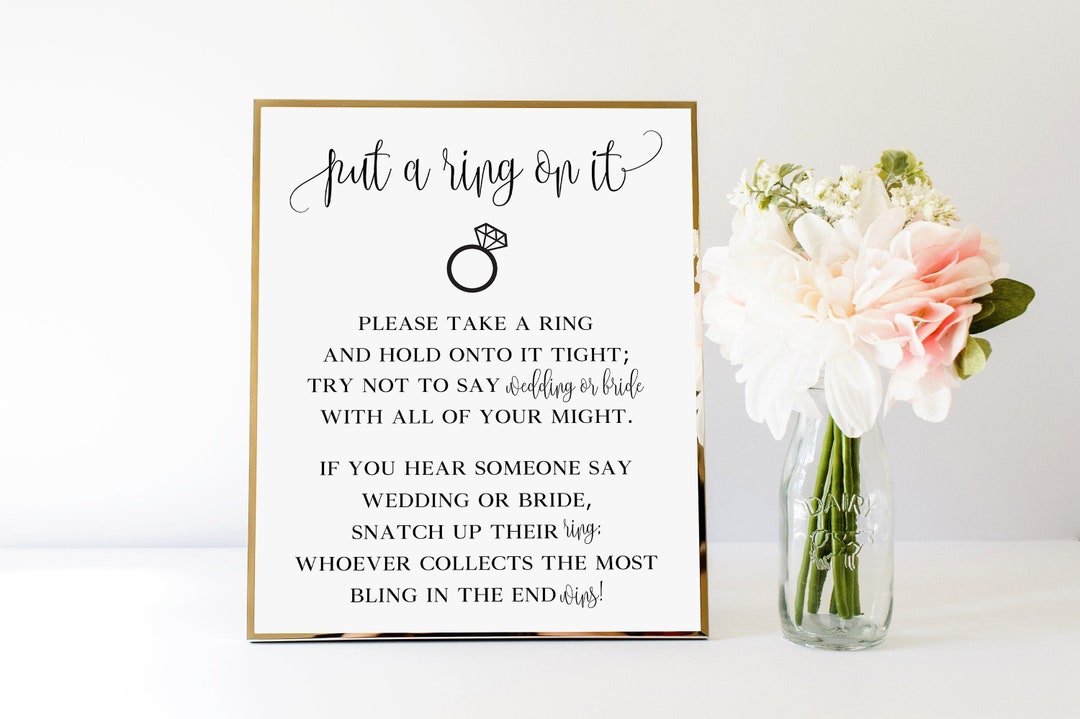 Put A Ring on It Bridal Shower Game, Bridal Shower Games Printable, Put ...