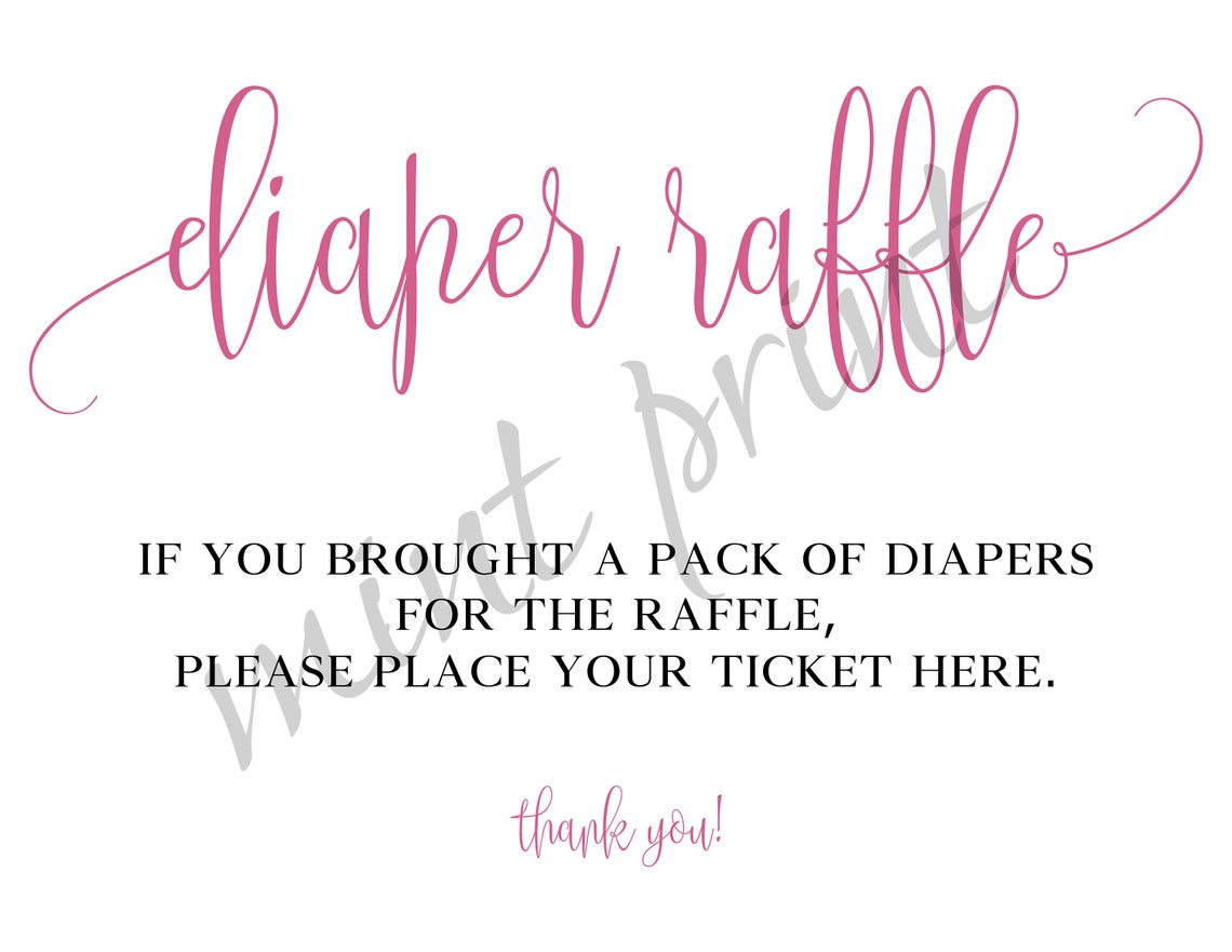 Pink Diaper Raffle Sign Printable Diaper Raffle Sign for Baby - Etsy