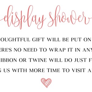 Editable Display Shower Insert, Display Shower Card, Display Shower ...