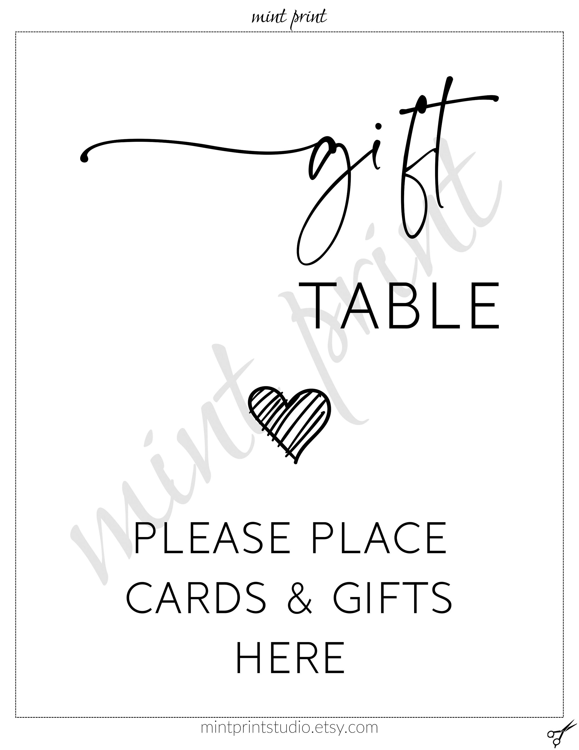 Modern Gift Table Sign Ideas, Please Place Cards & Gifts Here, for Baby ...